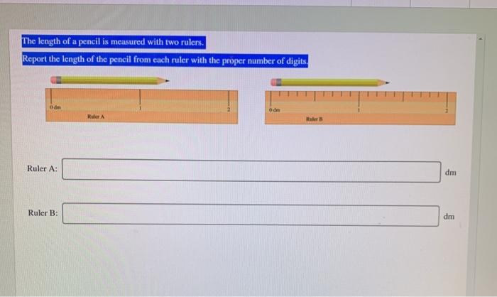 Solved The length of a pencil is measured with two rulers. | Chegg.com