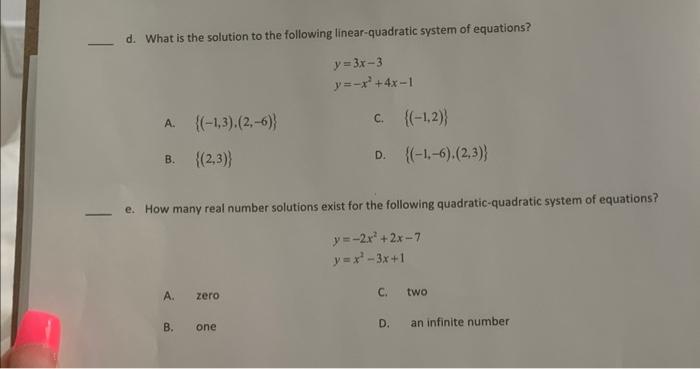 Solved d. What is the solution to the following | Chegg.com