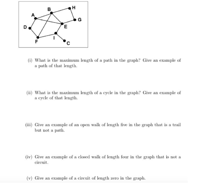 Solved B H G D E F (i) What is the maximum length of a path | Chegg.com