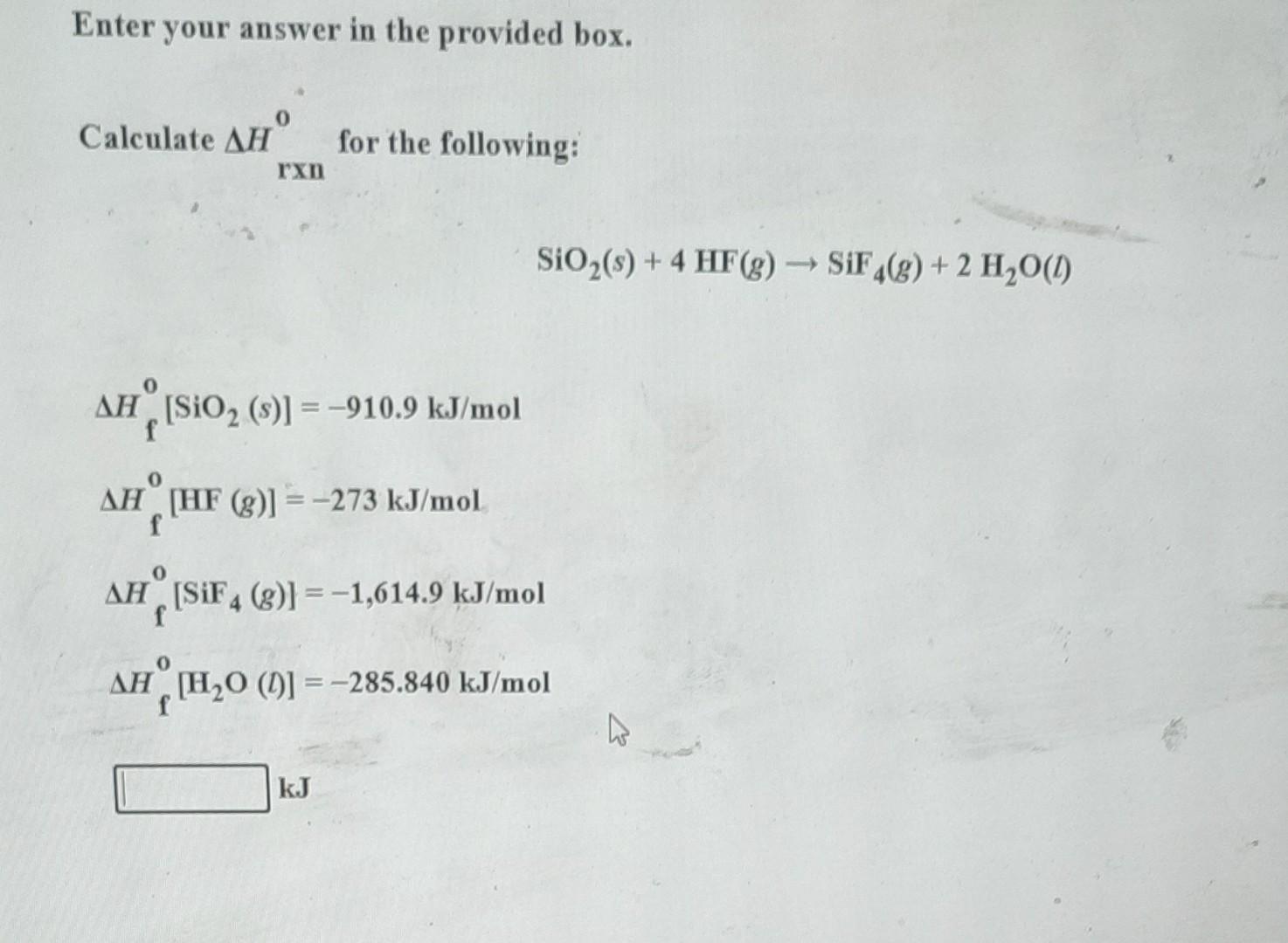 Solved Enter your answer in the provided box. Calculate | Chegg.com
