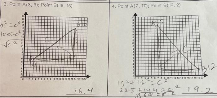 Solved 3. Point A(3,6); Point B(16,16) 4. Point A(7,17); | Chegg.com
