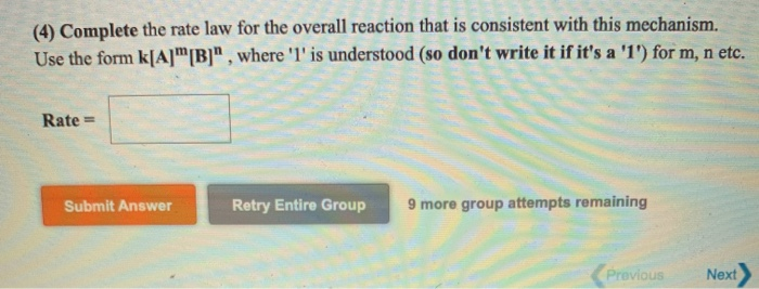 Solved The following mechanism for the gas phase | Chegg.com