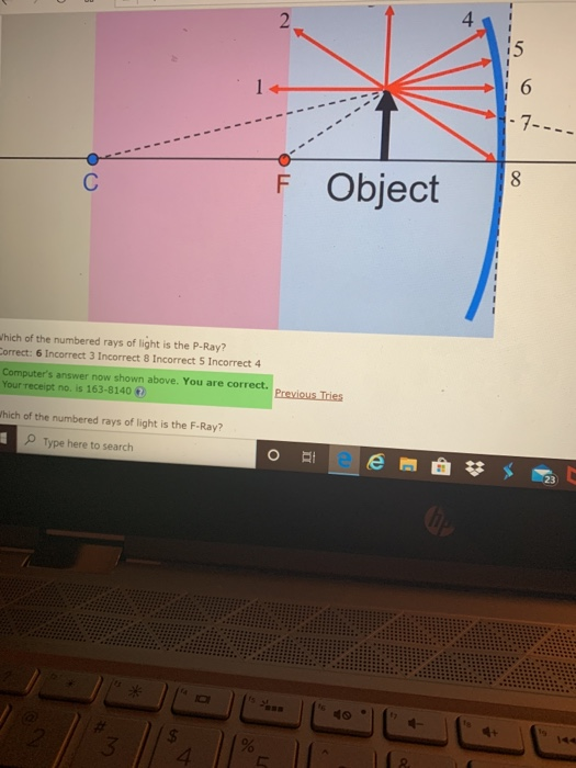 Solved Object Which of the numbered rays of light is the | Chegg.com