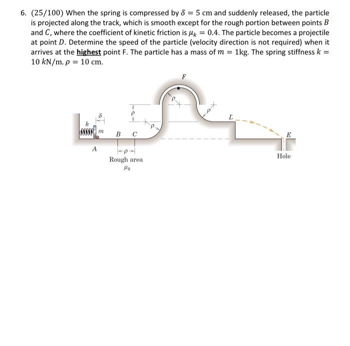 Solved 6. (25/100) When the spring is compressed by δ=5 cm | Chegg.com