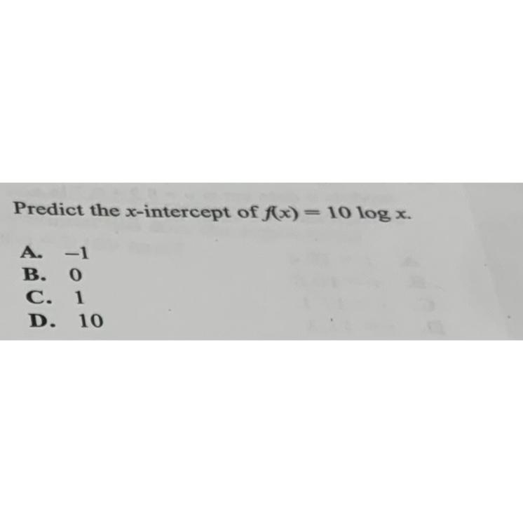 Solved Predict the x intercept of f(x)=10 ﻿log x | Chegg.com