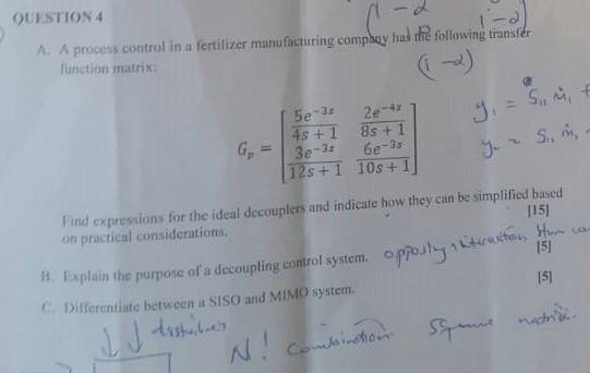 Solved A. A process control in a fertilizer manufactaring | Chegg.com