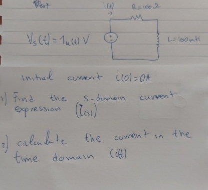 Solved Initial cument i(0)=OA ﻿Find the S-doman current | Chegg.com