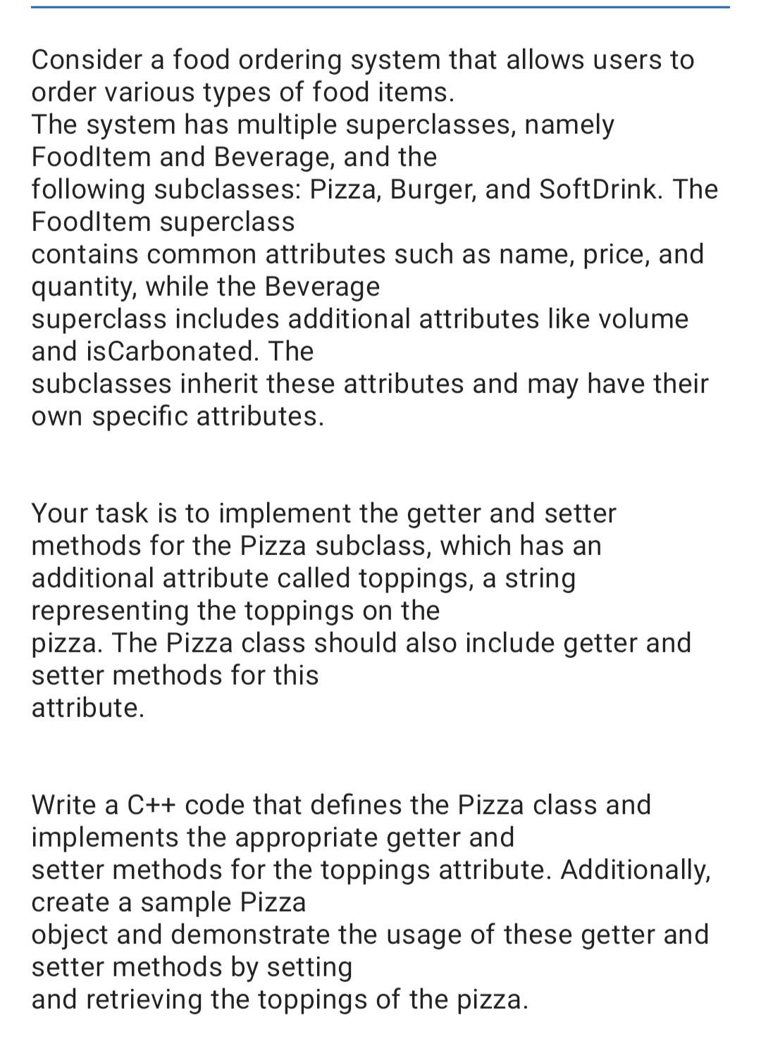 Solved Consider a food ordering system that allows users to | Chegg.com