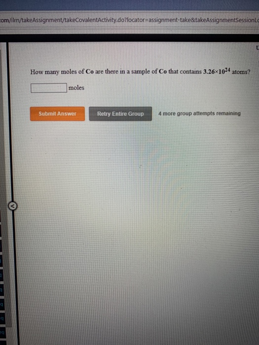 Solved how many moles of Co are there in a sample of Co that | Chegg.com