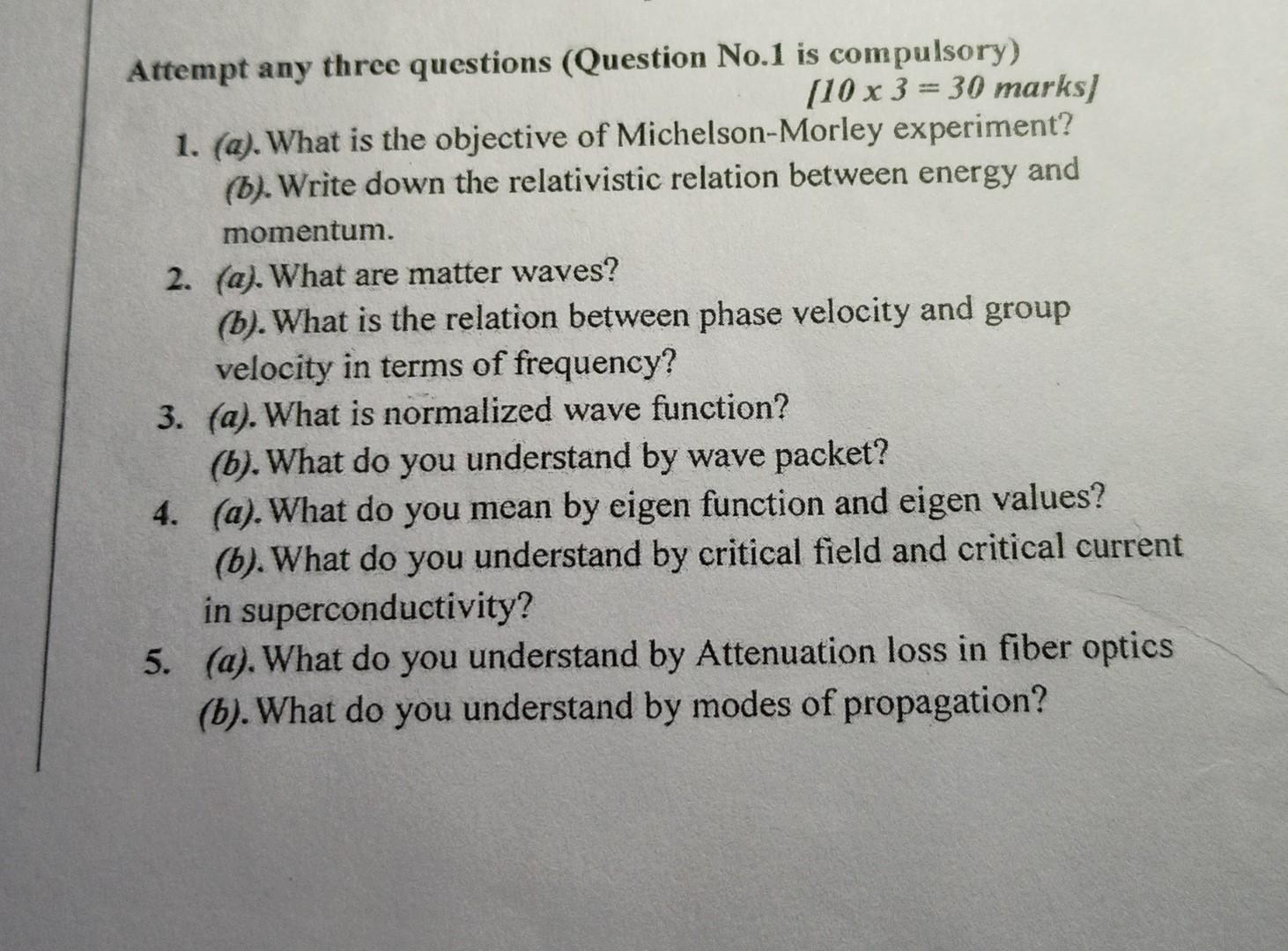 Solved Attempt any three questions (Question No.1 is | Chegg.com