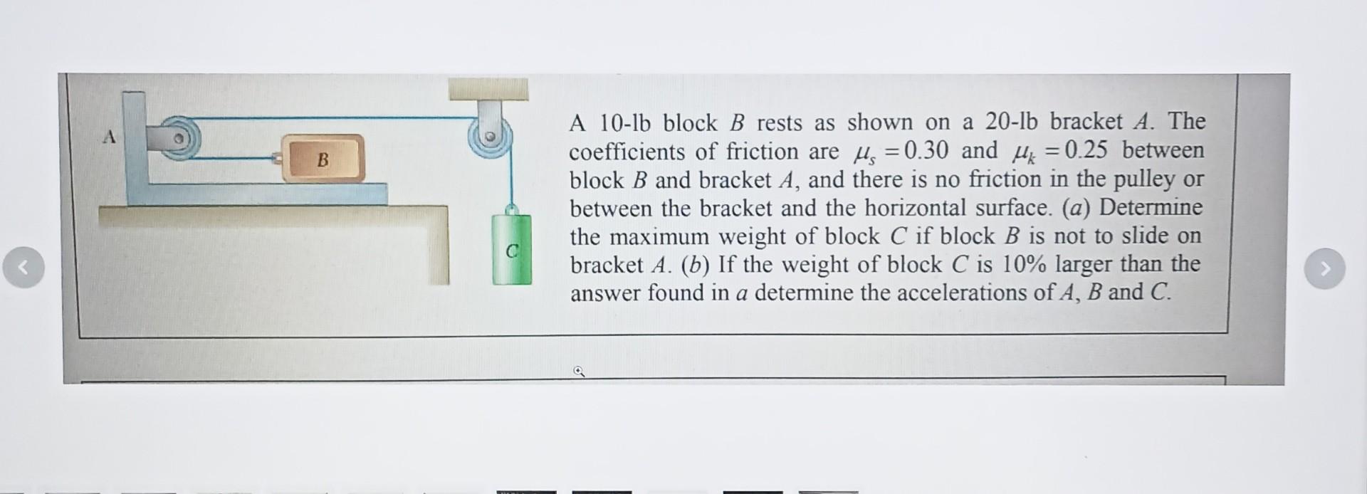 Solved Q3- Block B is supported by block A and is attached | Chegg.com
