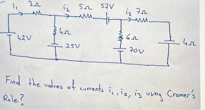 Solved Find the values of currents i1,i2,i3 using Cramer's | Chegg.com
