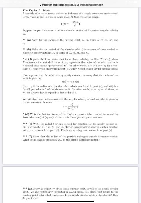 Solved The Kepler Problem A particle of mass m moves unales | Chegg.com