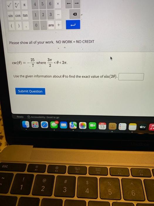 Solved Please show all of your work. NO WORK = NO CREDIT To | Chegg.com