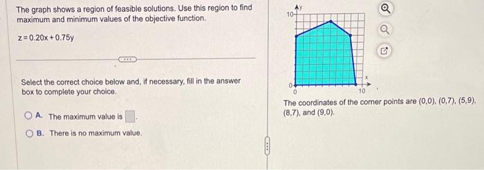 Solved The graph shows a region of feasible solutions. Use | Chegg.com