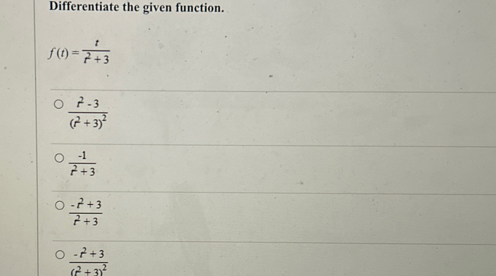 Solved Differentiate the given | Chegg.com