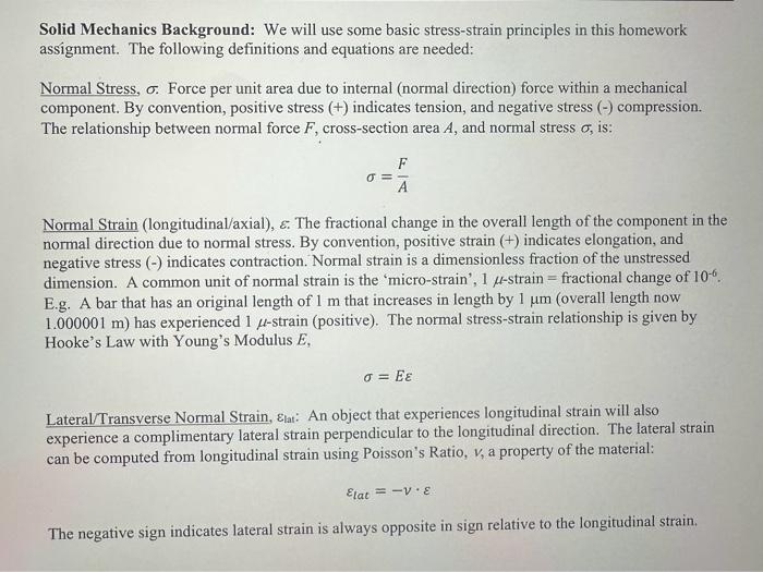Solved Solid Mechanics Background: We will use some basic | Chegg.com