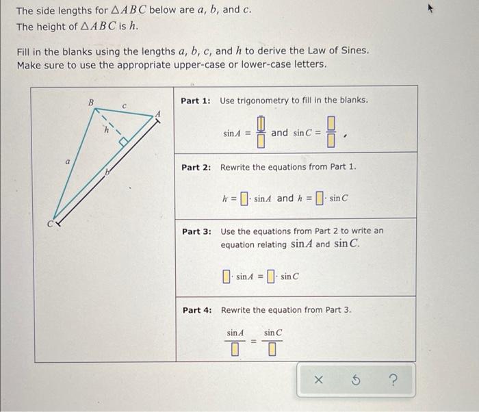 [Solved]: The side lengths for AABC below are a, b, and c.