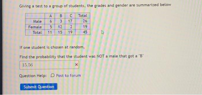 Solved Giving a test to a group of students, the grades and | Chegg.com