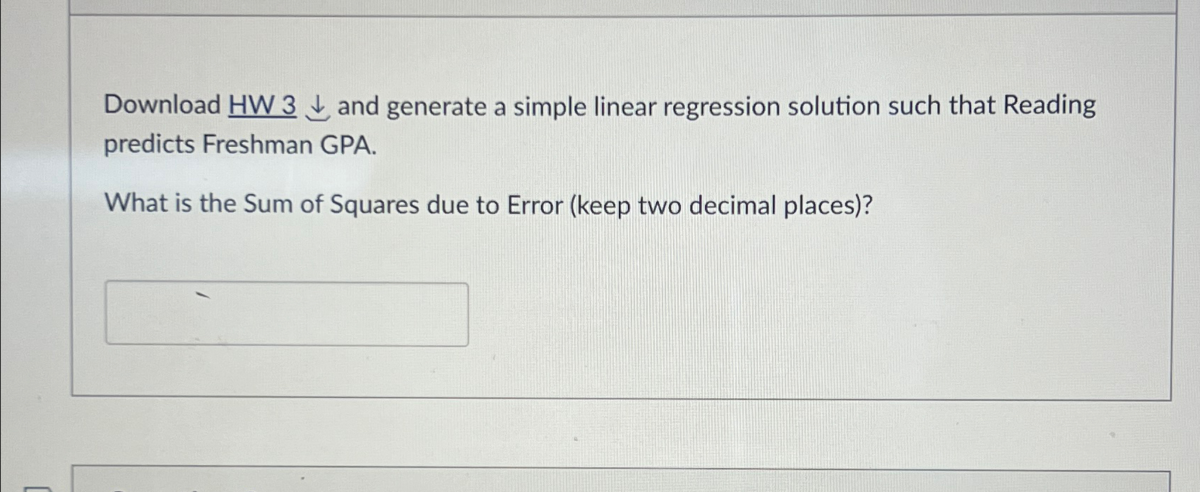 Download HW3 ﻿and generate a simple linear regression | Chegg.com