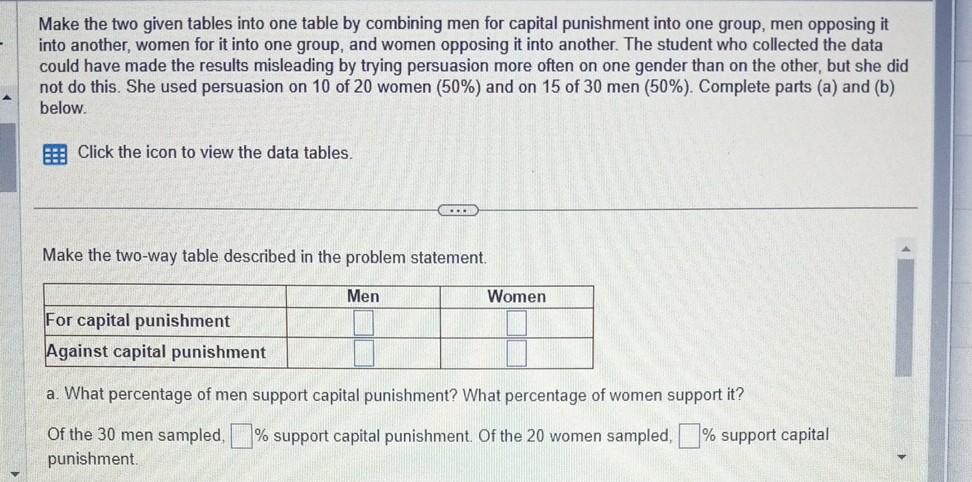 Solved Make the two given tables into one table by combining | Chegg.com