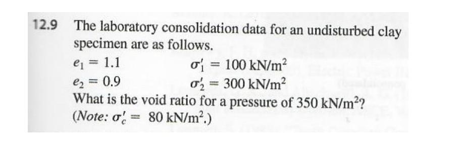 Solved 12.9 The laboratory consolidation data for an | Chegg.com