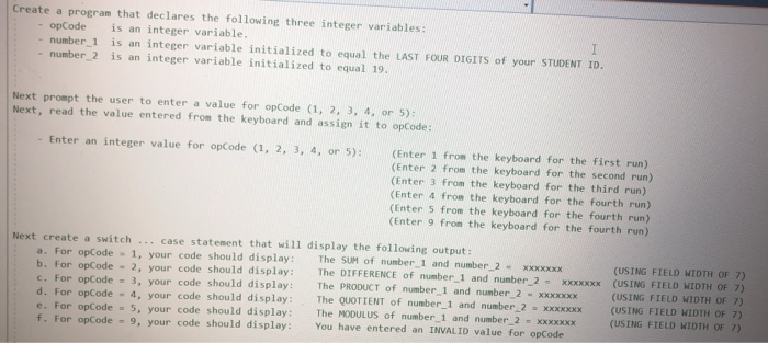 Solved Create a program that declares the following three | Chegg.com