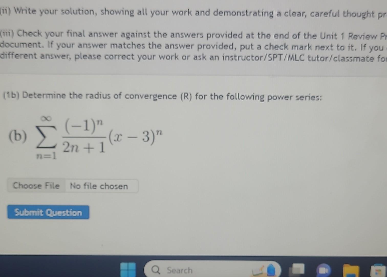 Solved (1b) Determine the radius of convergence (R) for the | Chegg.com