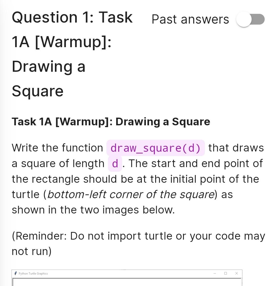 Question 1: Task Past answers 1A [Warmup]:Drawing | Chegg.com