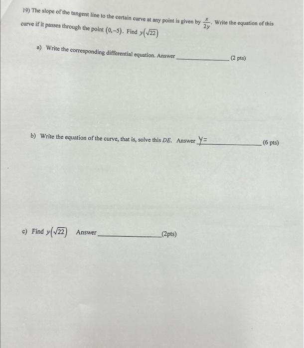 Solved curve if it passes through the point (0,−5). Find | Chegg.com