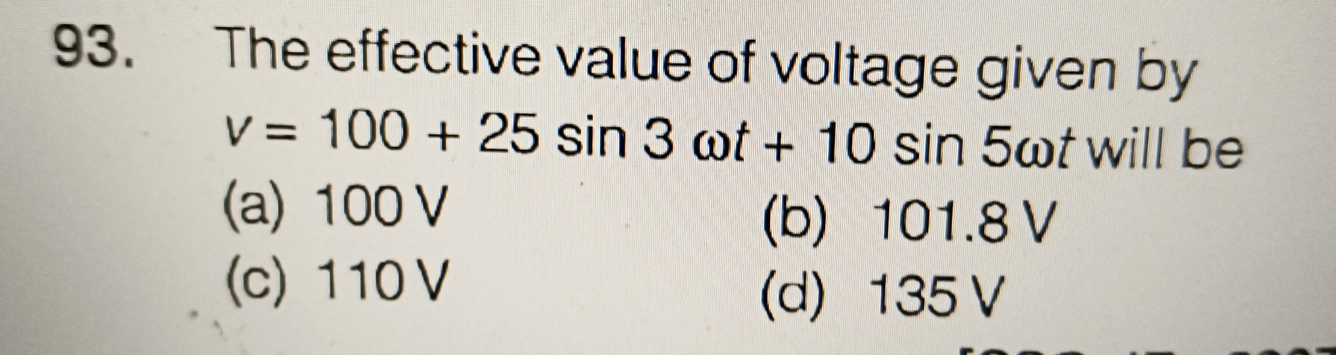Solved The effective value of voltage given by | Chegg.com