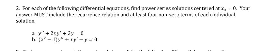 Solved 2. For each of the following differential equations, | Chegg.com