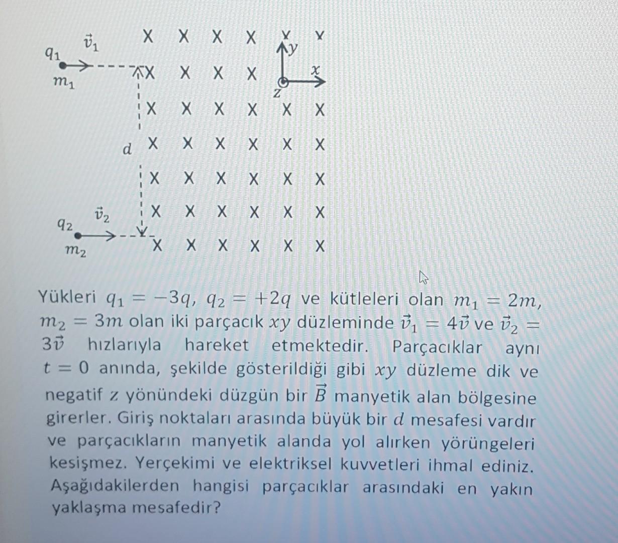 Yükleri q1=−3q,q2=+2q ve kütleleri olan m1=2m, m2=3m | Chegg.com
