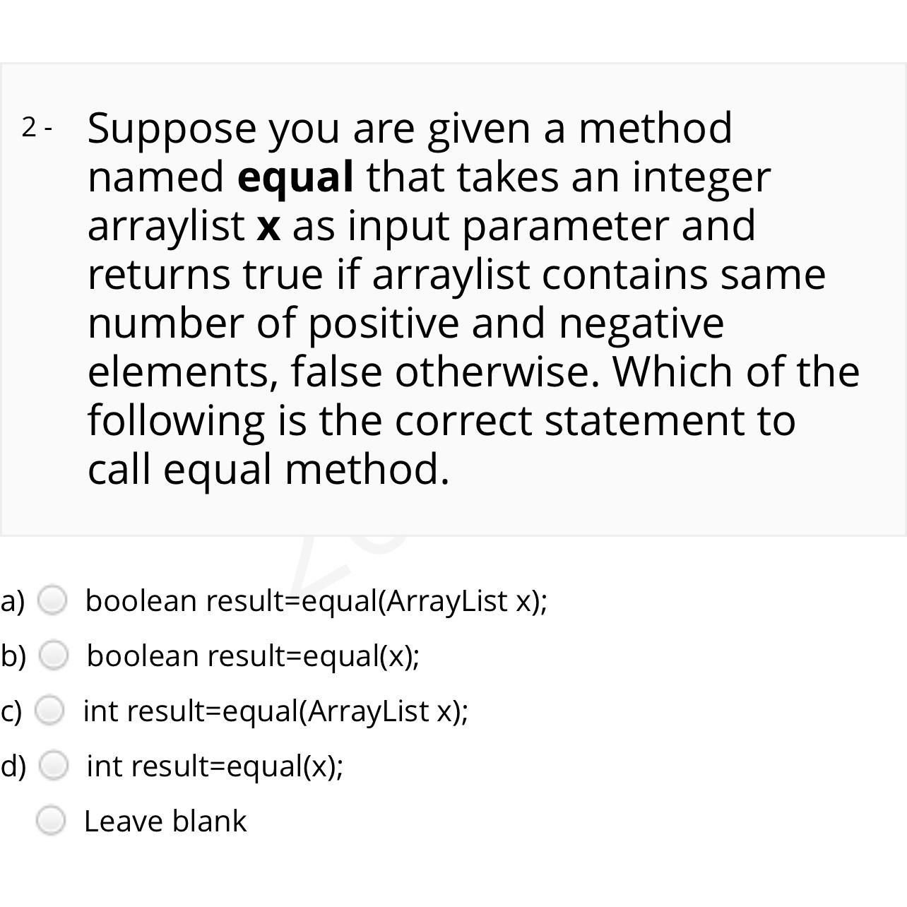 Solved 2 - ﻿Suppose you are given a method named equal that | Chegg.com