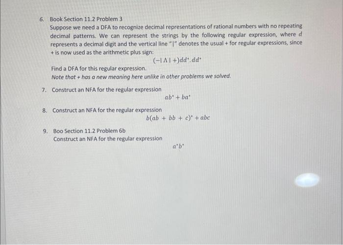 Solved 6. Book Section 11.2 Problem 3 Suppose we need a DFA | Chegg.com