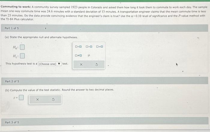 Solved Commuting to work: A community survey sampled 1923 | Chegg.com