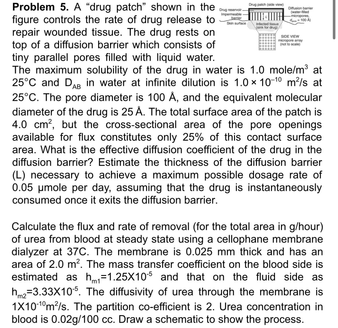 Solved Problem 5. ﻿A "drug patch" shown in the figure | Chegg.com