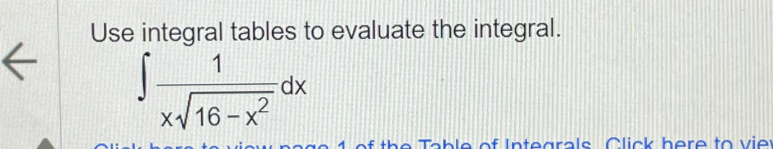 Solved Use integral tables to evaluate the | Chegg.com