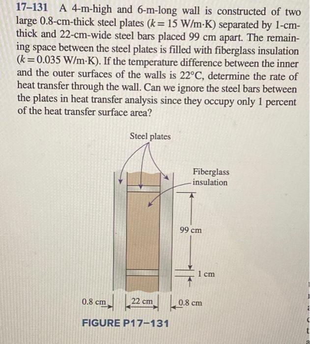Solved 17-131 A 4-m-high and 6-m-long wall is constructed of | Chegg.com