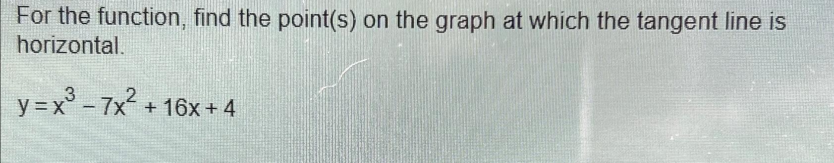 Solved For the function, find the point(s) ﻿on the graph at | Chegg.com