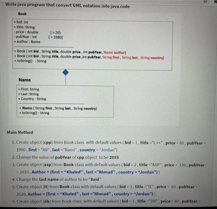 Solved H Write Java Program That Convert Uml Notation Into 8355