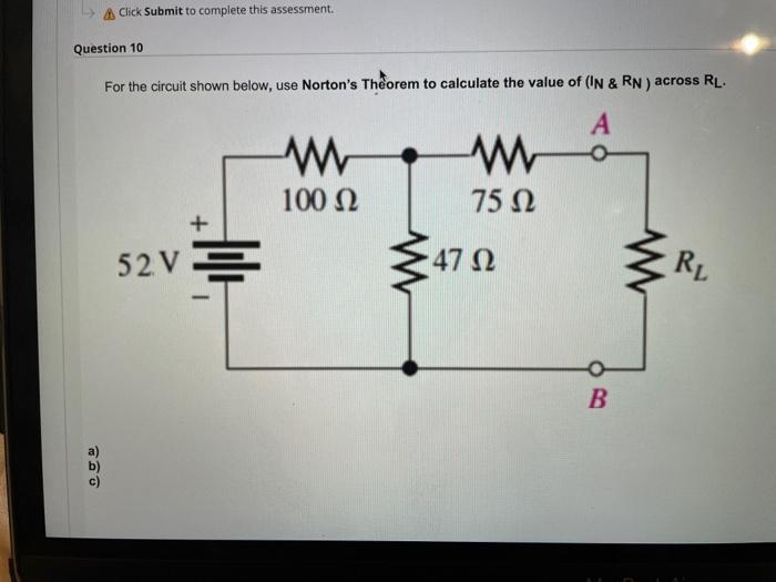 Solved For the circuit shown below, use Thevenin's Theorem | Chegg.com