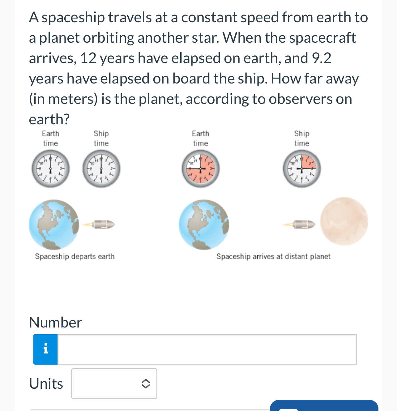 Solved A spaceship travels at a constant speed from earth to | Chegg.com