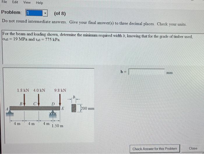 Solved File Edit View Help Problem: 1 (of 8) Do not round | Chegg.com