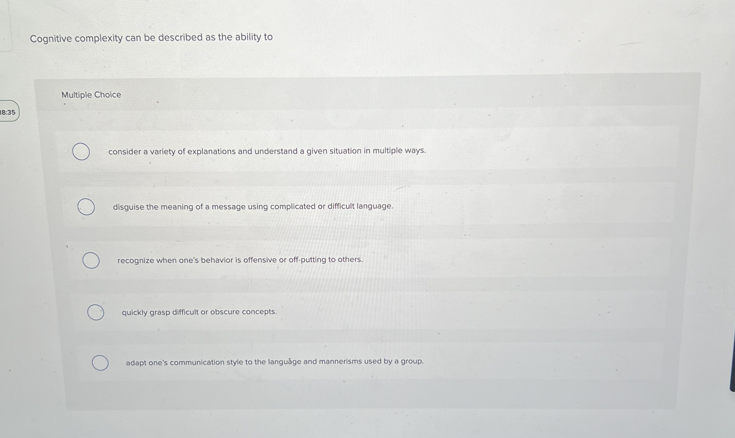 Solved Cognitive complexity can be described as the ability | Chegg.com