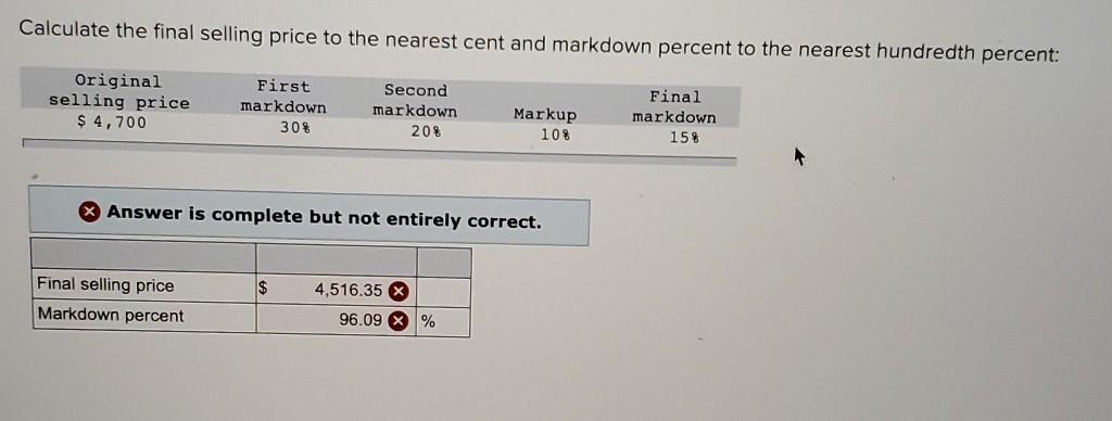 Solved Calculate the final selling price to nearest cent and | Chegg.com