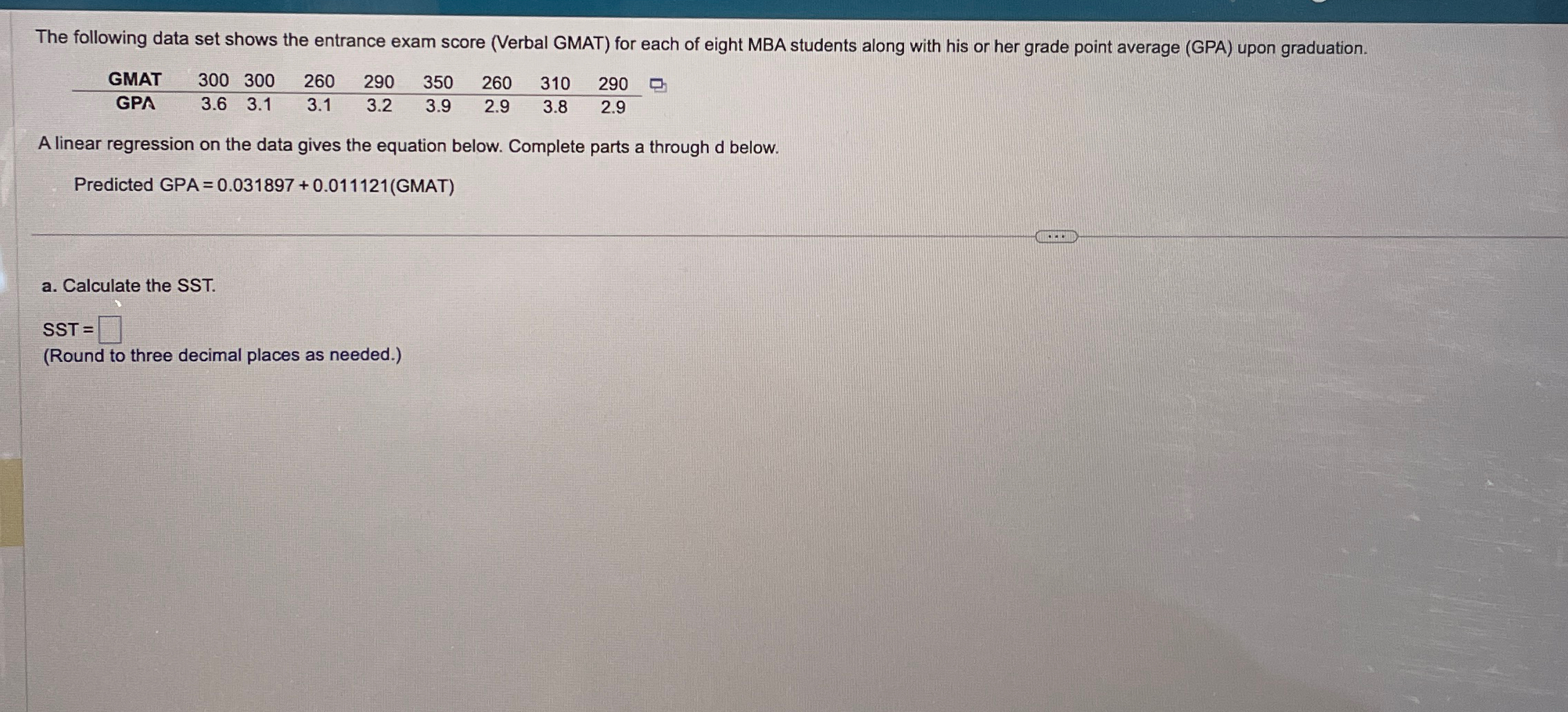 Solved The following data set shows the entrance exam score | Chegg.com