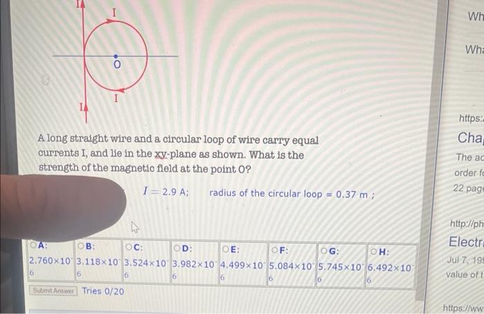 Solved A long straight wire and a circular loop of wire | Chegg.com