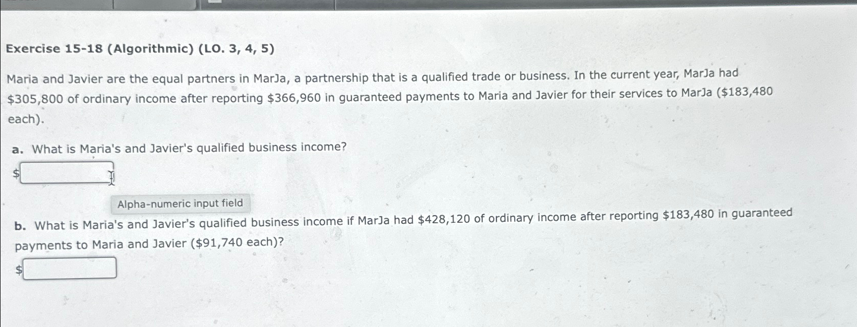 Solved Exercise 15-18 (Algorithmic) (L0. 3, 4, 5)Maria and | Chegg.com