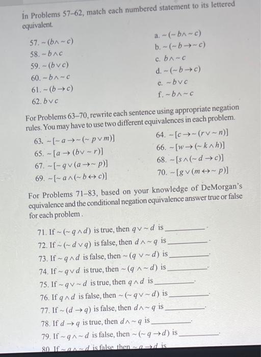 Solved In Problems 57-62, match each numbered statement to | Chegg.com